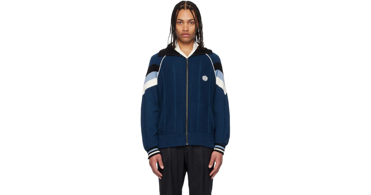 rice nine ten Knitting Track Jacket in Blue for Men | Lyst