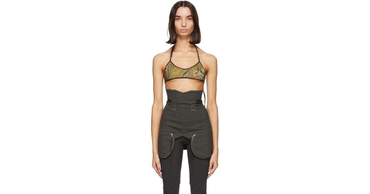 CHARLOTTE KNOWLES Satin Ssense Exclusive Green Scant Bra - Lyst
