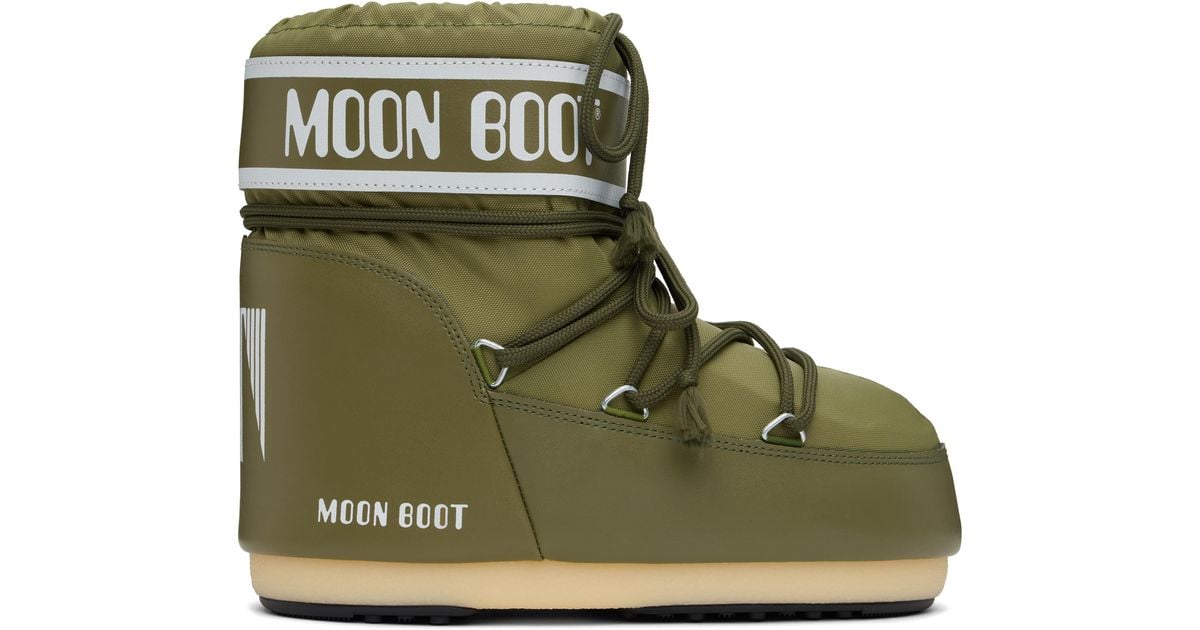 Moon Boot Khaki 'Mb' Icon Low Nylon Boots in Green | Lyst