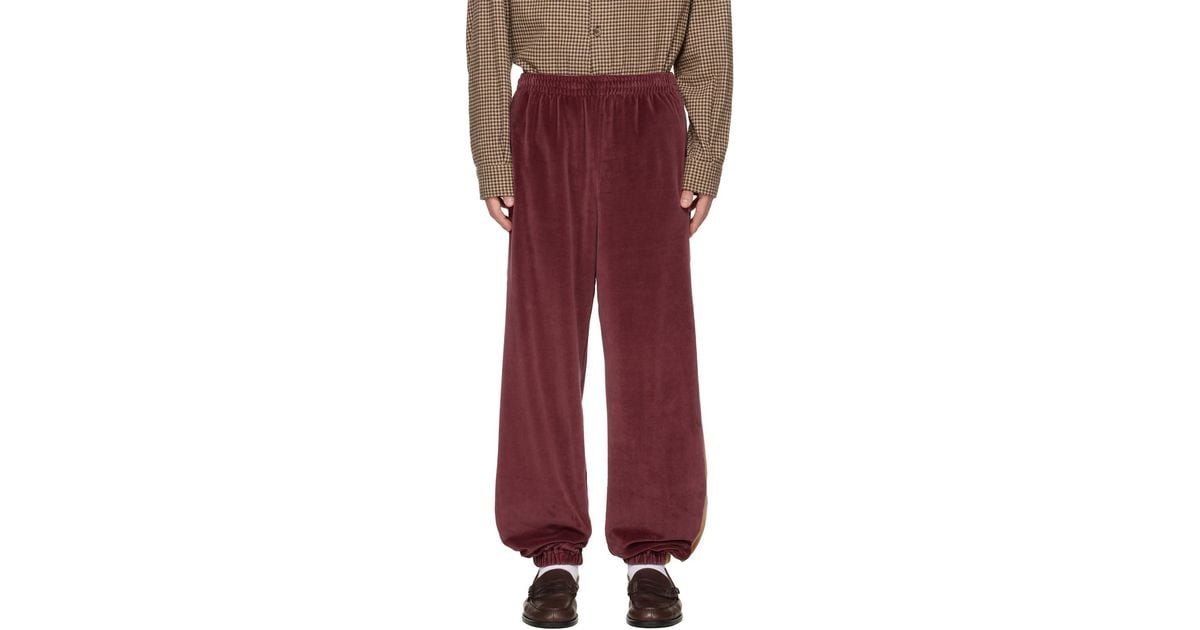 Needles Burgundy Side Line Sweatpants in Red for Men | Lyst