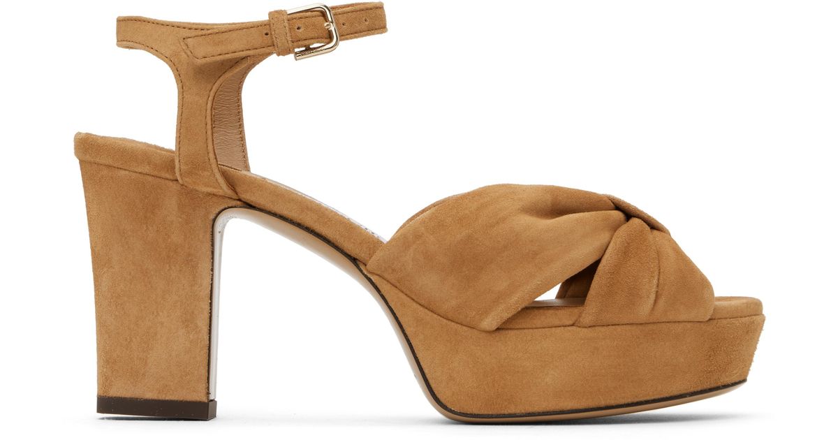 Jimmy Choo Tan Heloise 80 Heeled Sandals in Black | Lyst