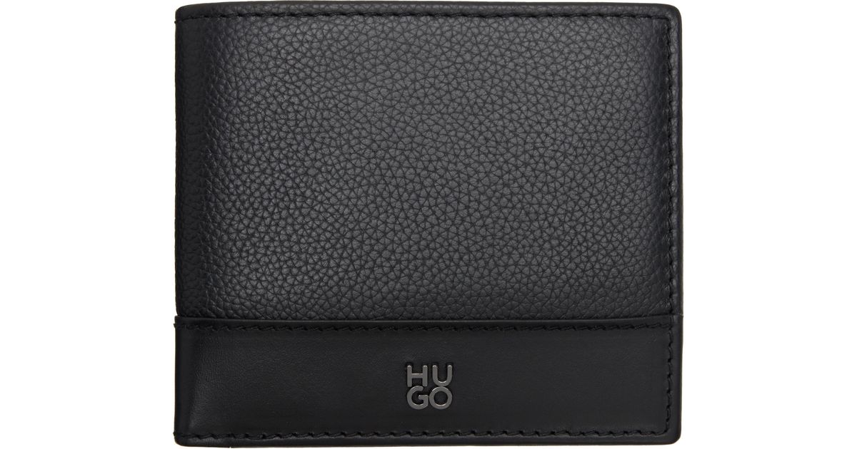 HUGO Stacked-Logo Trim Wallet in Black for Men | Lyst