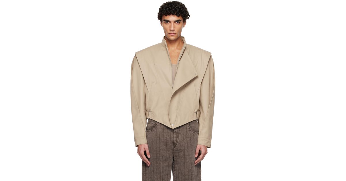 Mugler Asymmetric Officer Jacket in Natural for Men | Lyst UK
