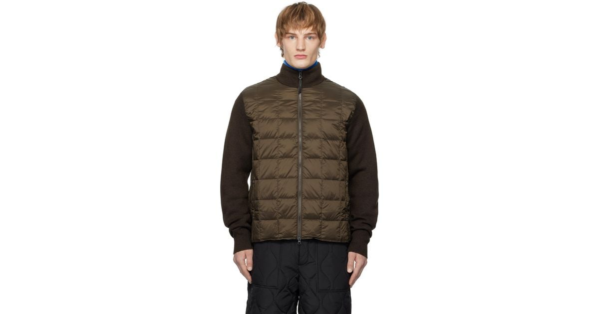 Taion Hi Neck Knit Down Jacket in Black for Men | Lyst