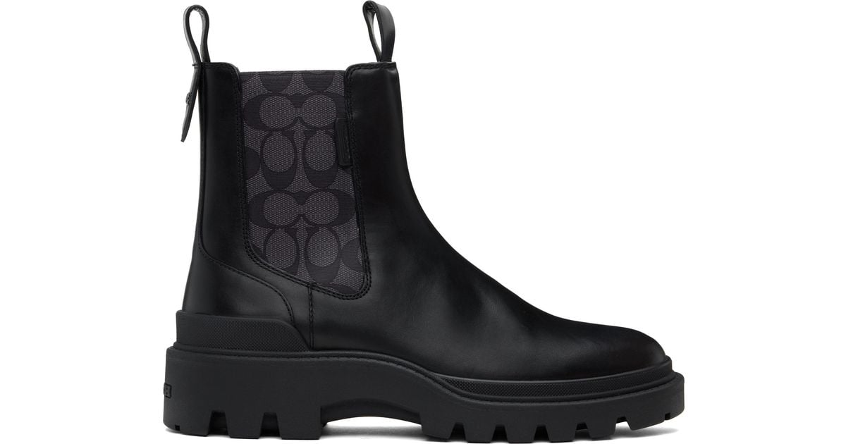 COACH Colson Signature Chelsea Boots in Black for Men | Lyst