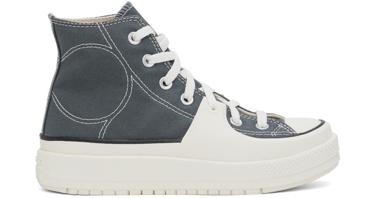 Converse Gray & White Chuck Taylor All Star Construct Sneakers in Black ...
