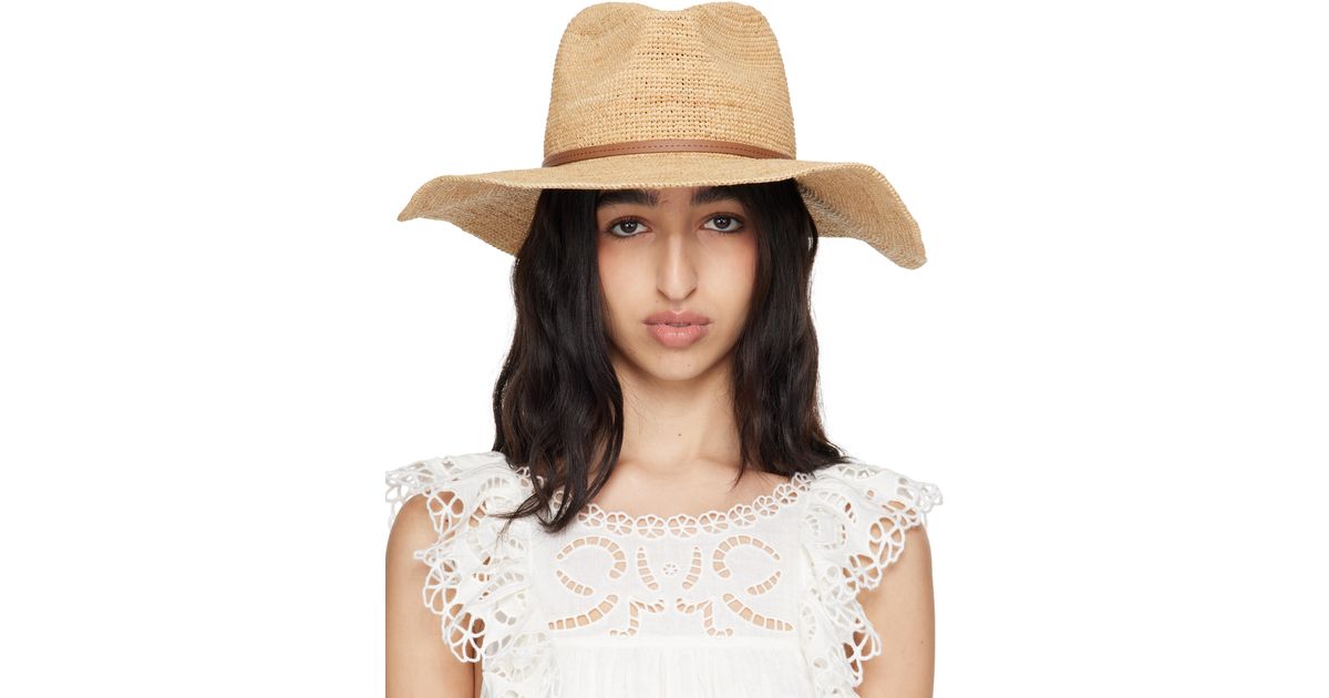 Rag & Bone Leather-Trimmed Wide-Brim Raffia Panama Hat in Natural | Lyst