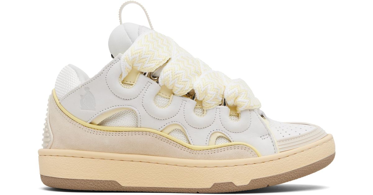 Lanvin Off- & Curb Leather Sneakers in Black | Lyst UK