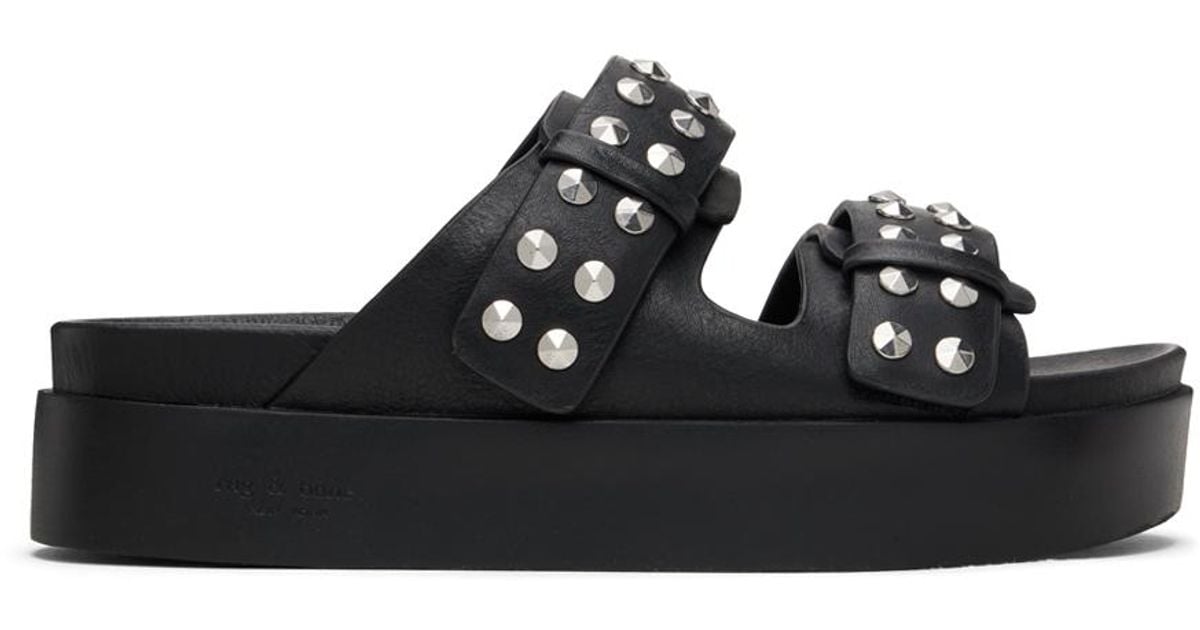Rag & Bone Black Geo Stud Platform Sandal | Lyst