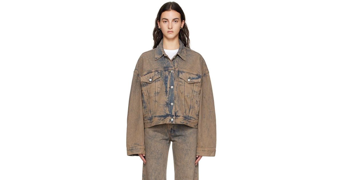 Acne Studios Pink exaggerated Fit Morris Denim Jacket in Brown | Lyst