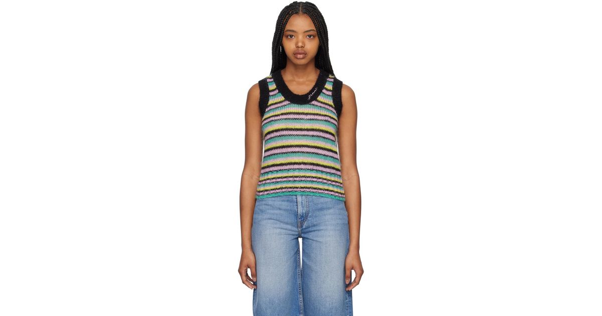 Ganni Striped Mohair-blend Vest | Lyst UK