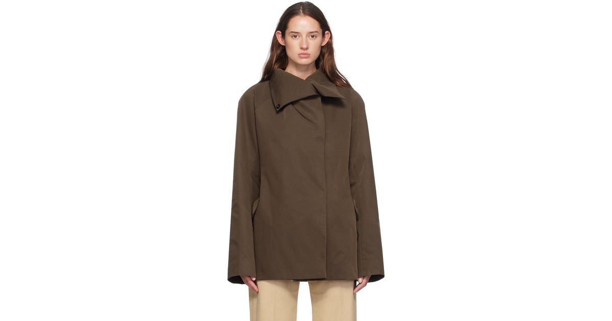 GIA STUDIOS High Neck Coat in Brown | Lyst