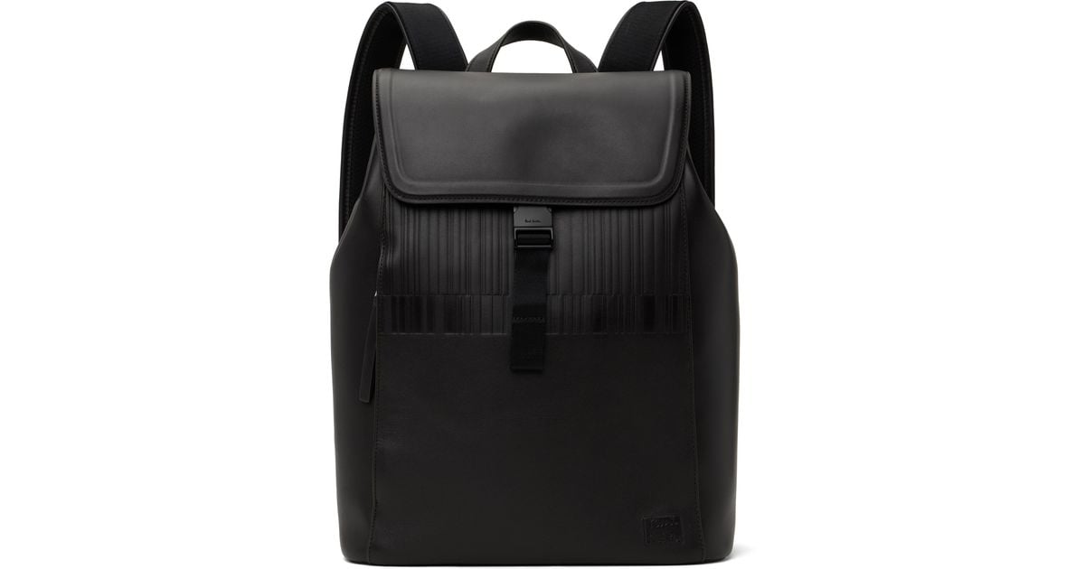 Paul Smith Leather Shadow Stripe Backpack in Black for Men | Lyst