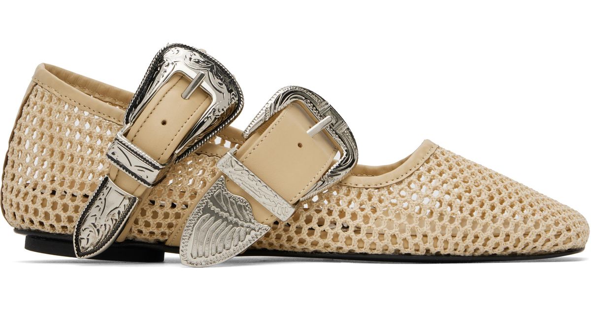 Toga Ssense Exclusive Crochet Net Jet Ballerina Flats in Black | Lyst