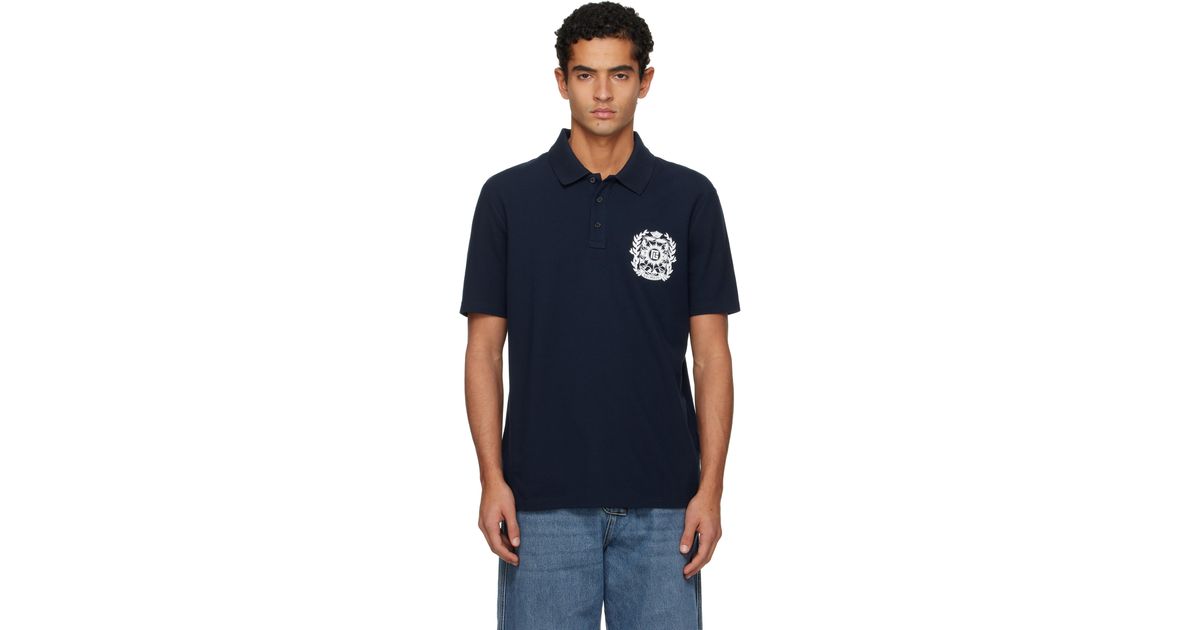 Balmain Écusson Print Cotton Polo in Blue for Men | Lyst UK