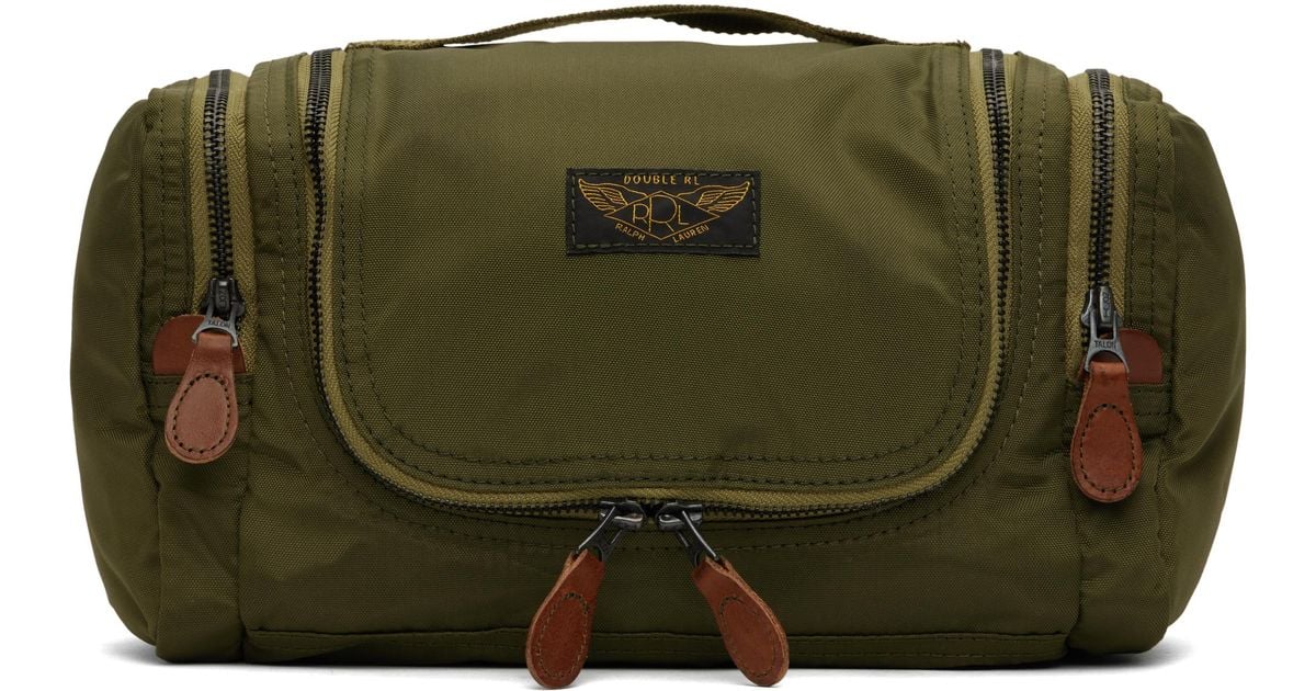 RRL Khaki Nylon Canvas Travel Kit Pouch in Green for Men | Lyst