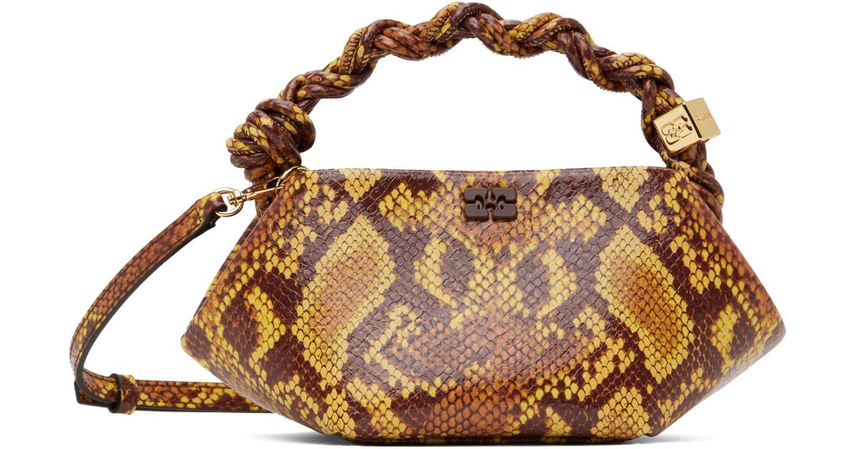 Mini Sac Brun Clair En Cuir Gaufré Façon Serpent Ganni en coloris Noir ...