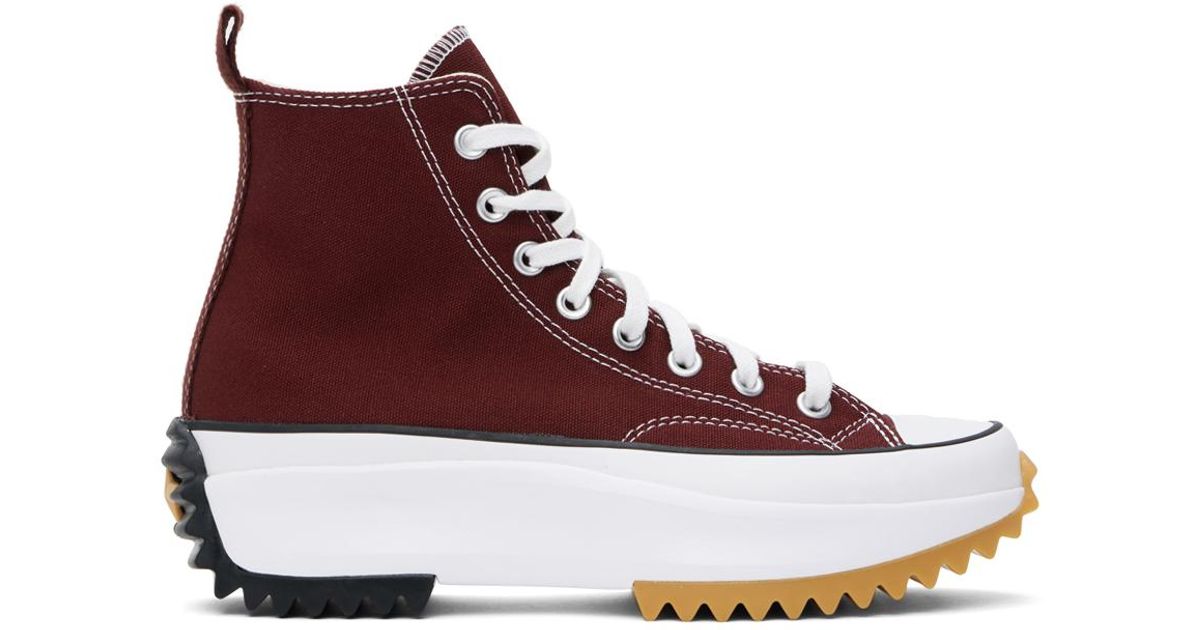 Converse Burgundy Run Star Hike Platform High Top Sneakers in Red for ...