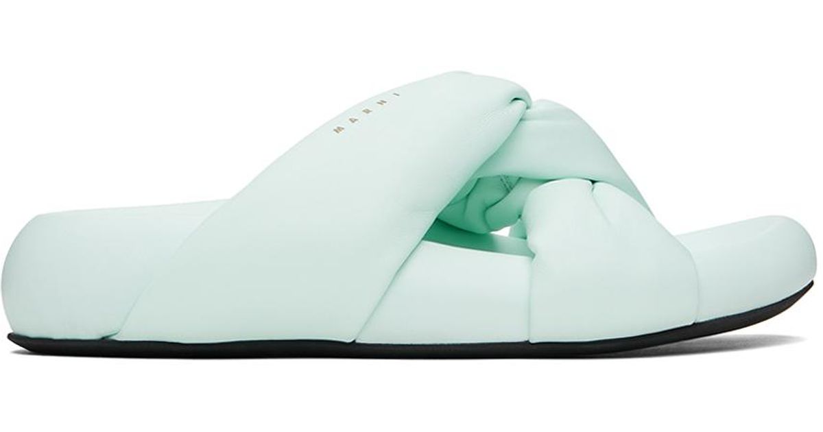 Marni Blue Tie Sandals in Black | Lyst