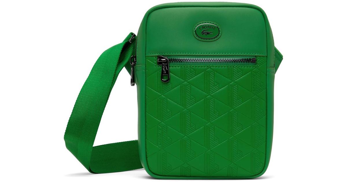 Lacoste Leather Monogram Vertical Bag in Green for Men | Lyst UK