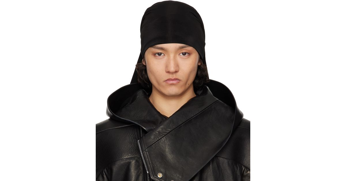 Rick Owens Hollywood Stretch Cupro Jersey Wig Hat in Black for Men | Lyst