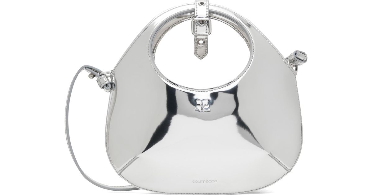 Courreges Mini Holy Mirror Effect Bag in White | Lyst
