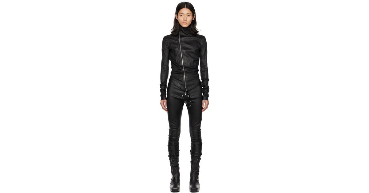 Rick Owens Gary Leather Jumpsuit in Black for Men | Lyst