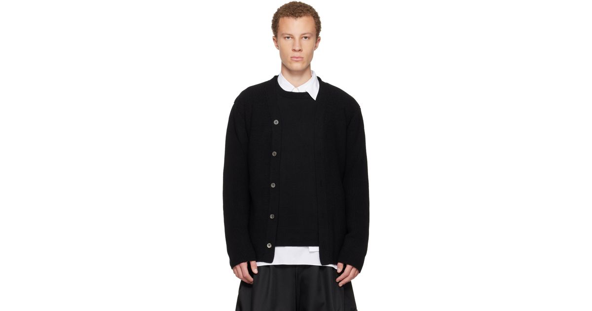 Comme des Garçons Worsted Wool Half Cardigan in Black for Men | Lyst UK