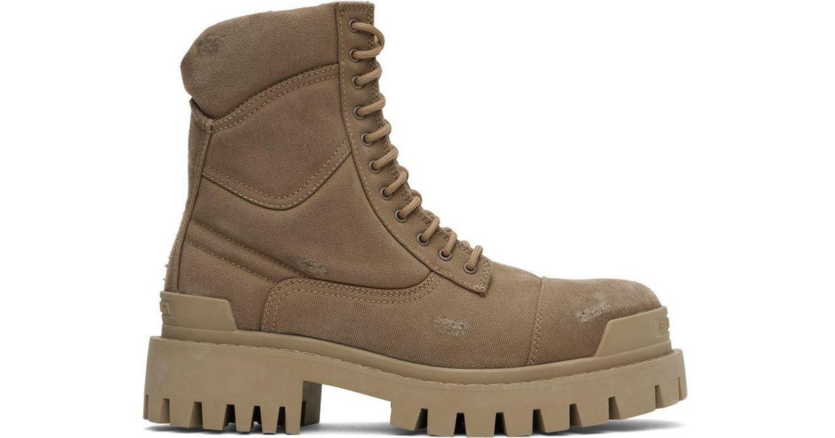Balenciaga Beige Combat Strike Boots in Brown for Men | Lyst