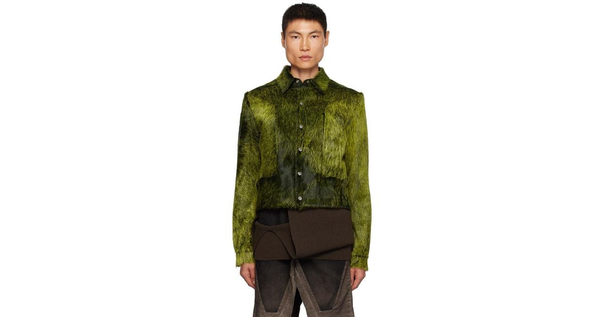 Rick Owens Yellow & Black Alice Strobe Leather Jacket in Green for Men ...