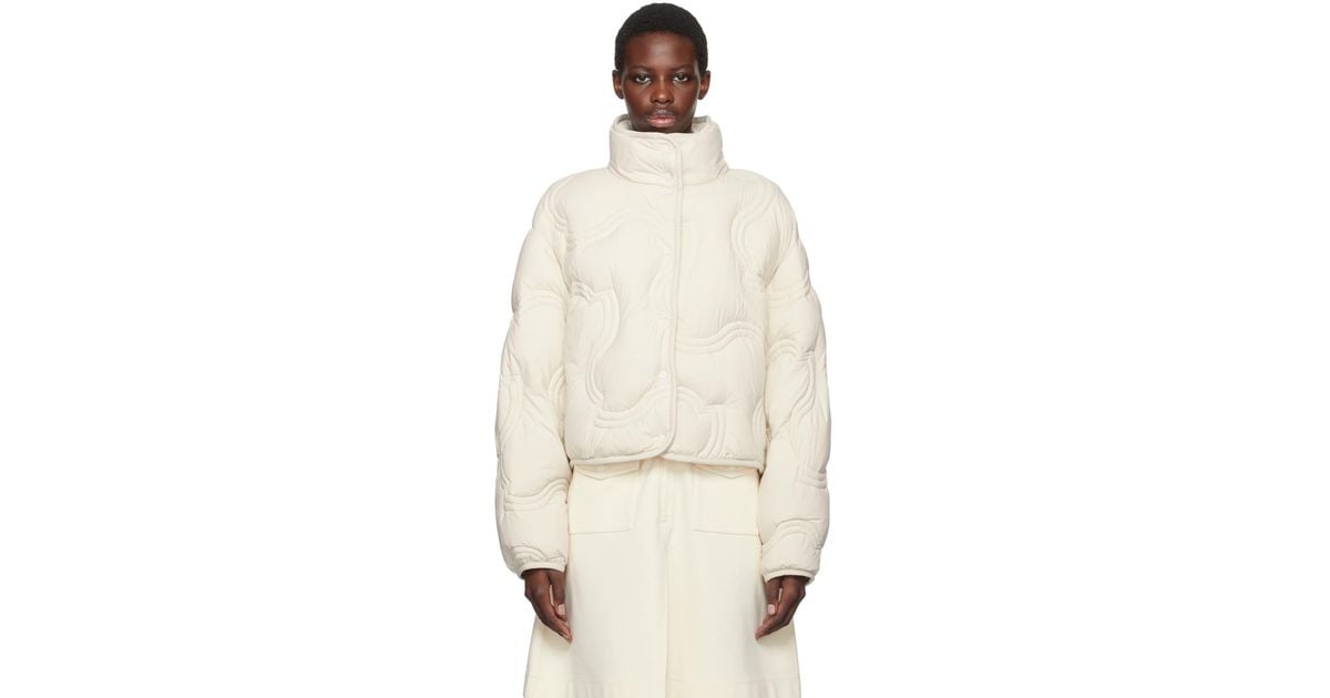 Moncler Off- Beryl Short Down Jacket in Natural | Lyst