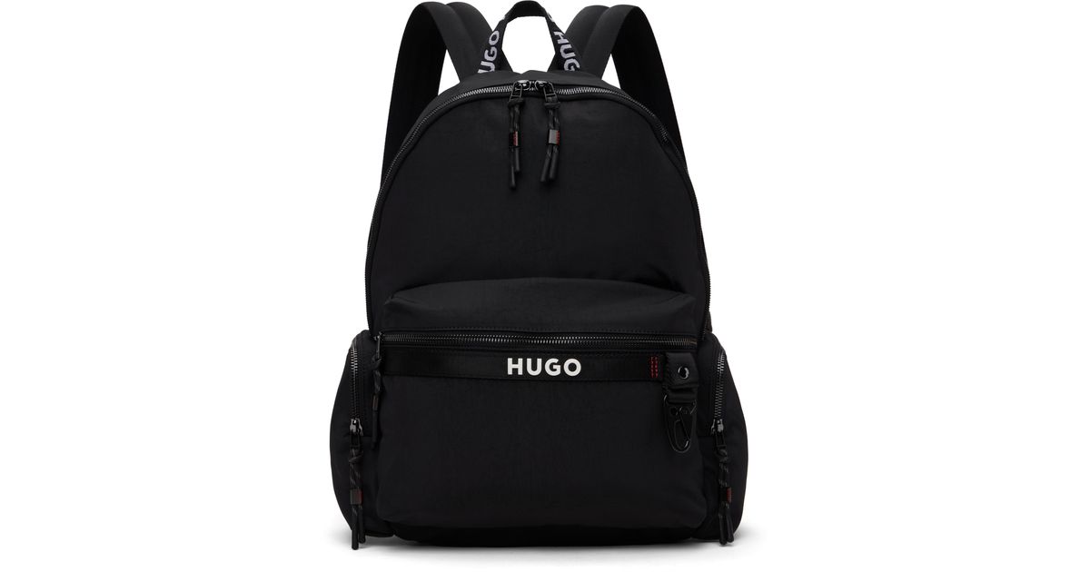 HUGO Multi-Pocket Contrast Logo Backpack in Black for Men | Lyst
