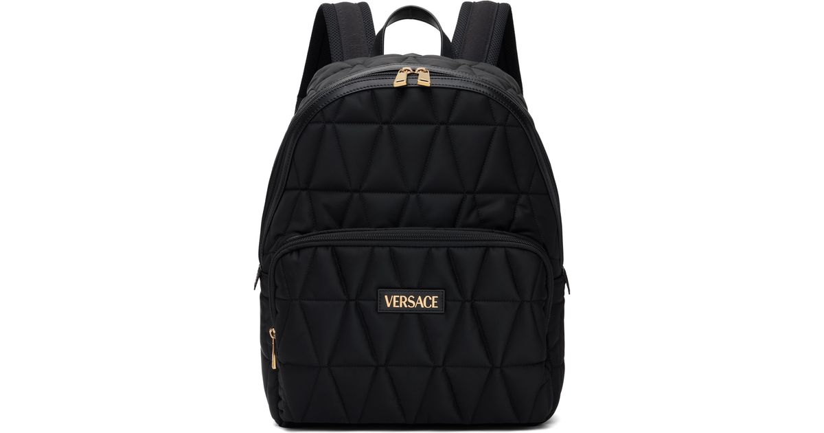 Versace Myth Quilted Backpack in Black for Men | Lyst