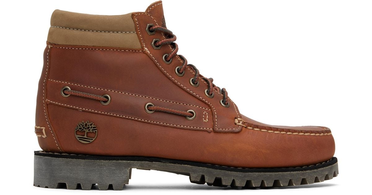 Timberland Tan Authentic Mid Lace-Up Boots in Brown for Men | Lyst UK