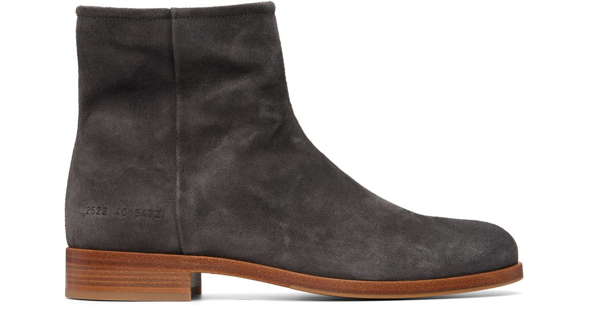 Common Projects Zipper Suede Boots in Black for Men | Lyst UK