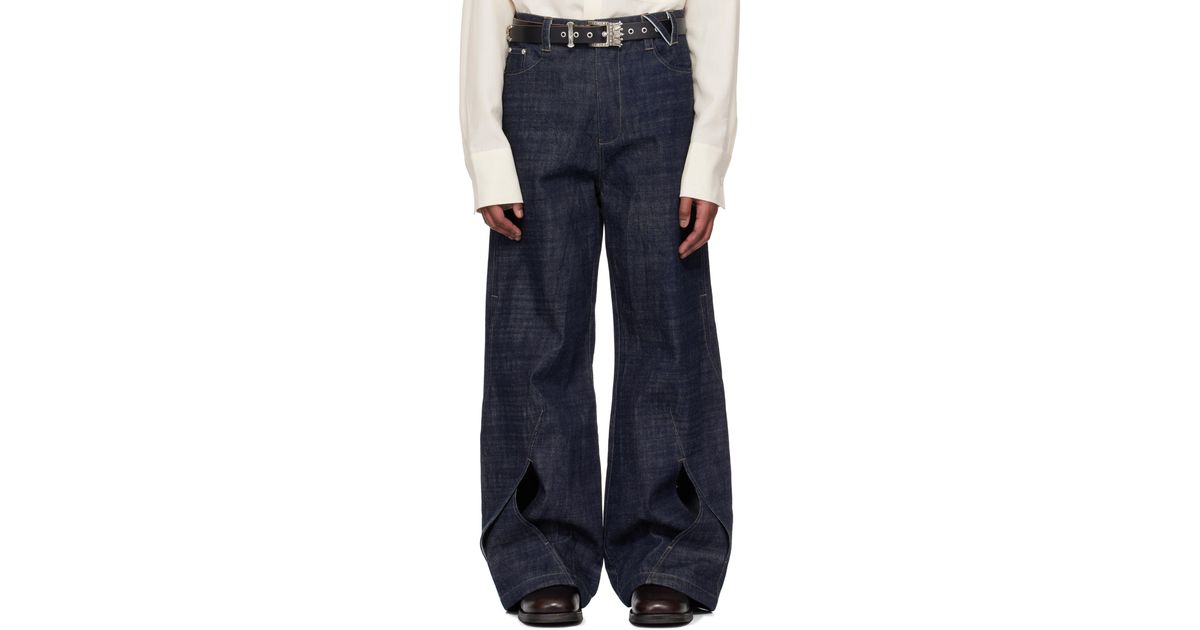 NULLUS Intertwined Structure Selvedge Jeans in Blue for Men | Lyst