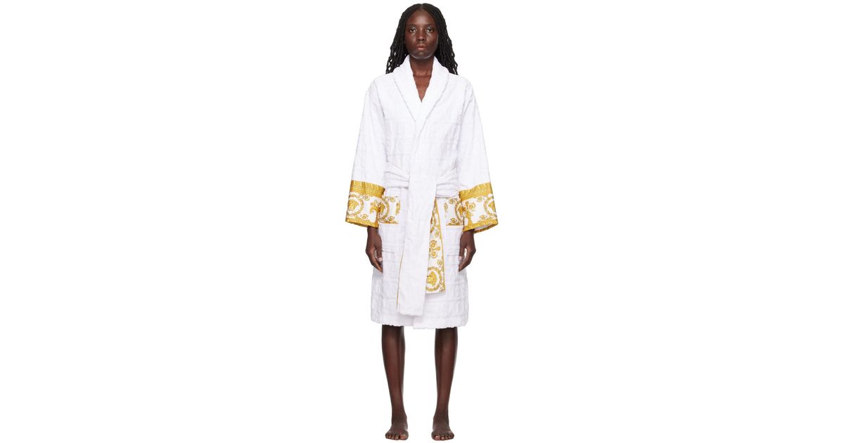 Versace White 'i Heart Baroque' Robe in Black | Lyst