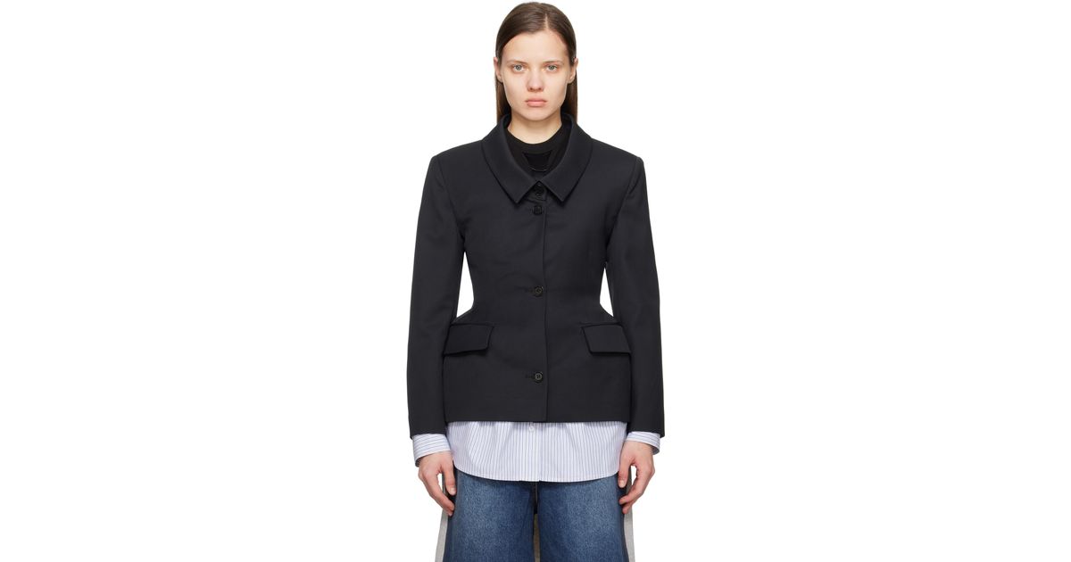 Pushbutton Wool Reversible Blazer in Black | Lyst