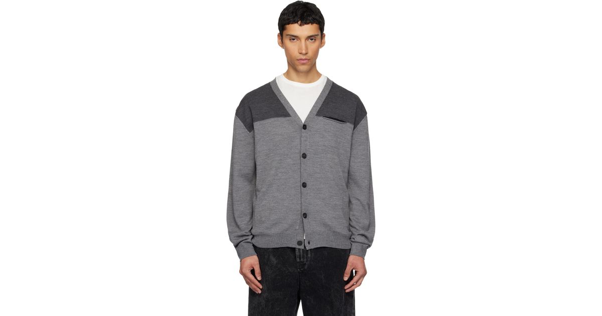 Lanvin Bicolor Cardigan in Grey for Men | Lyst UK