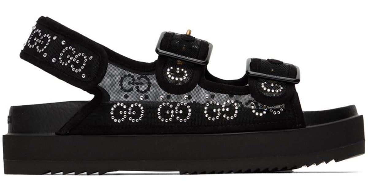 Gucci Crystal gg Sandals in Nero/Nero (Black) | Lyst Australia