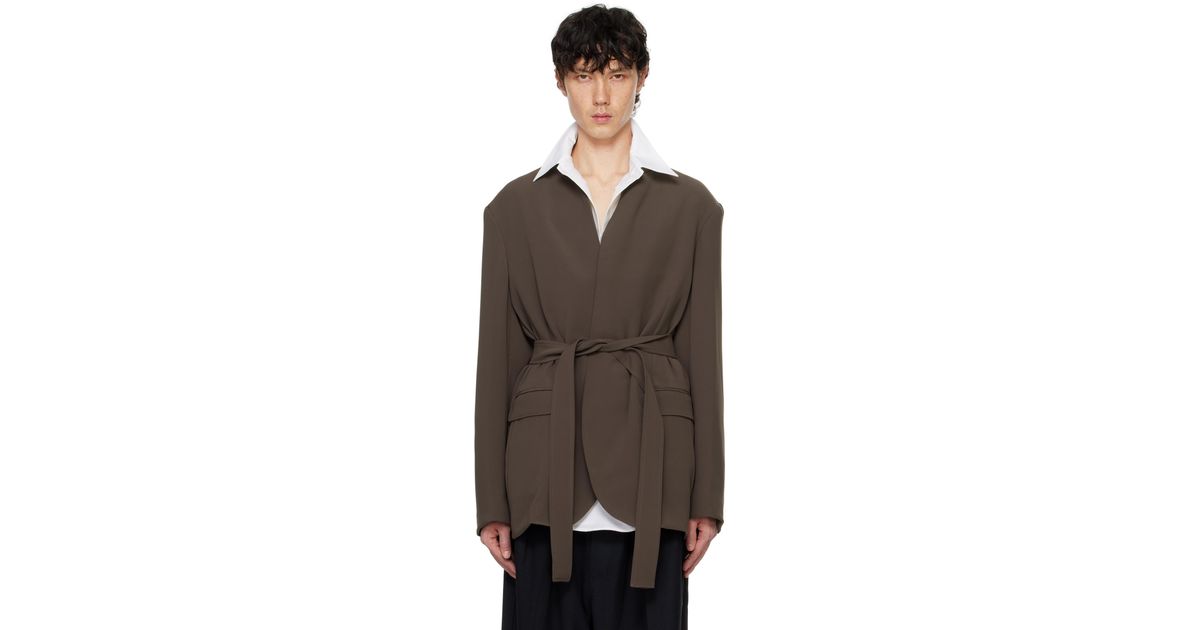 RAINMAKER KYOTO Taupe Stand Up Shawl Collar Blazer in Black for Men | Lyst