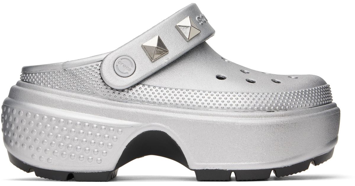 Crocs™ Stomp Metallic Slip-On Loafers in Black | Lyst