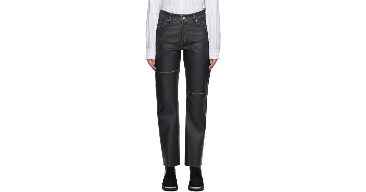 MM6 by Maison Martin Margiela Black Paneled Leather Pants | Lyst