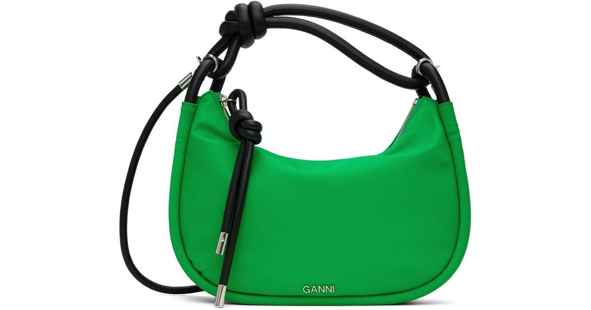 Ganni Green Knot Baguette Bag | Lyst
