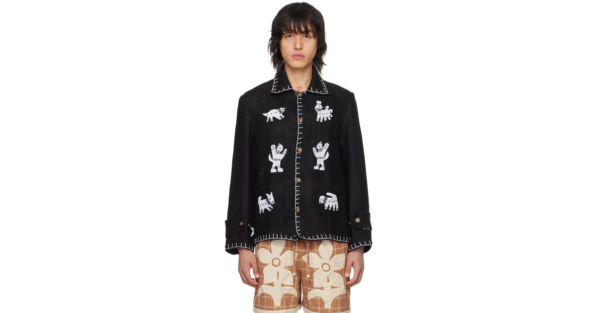 HARAGO Patch Jacket in Black for Men | Lyst UK