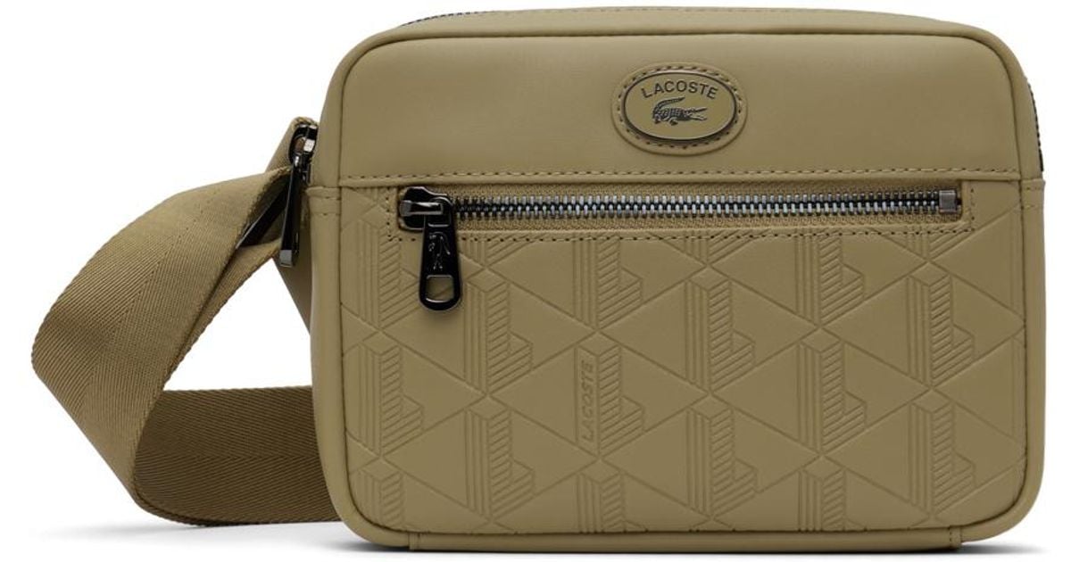 Lacoste Leather Monogram Bag in Black for Men | Lyst