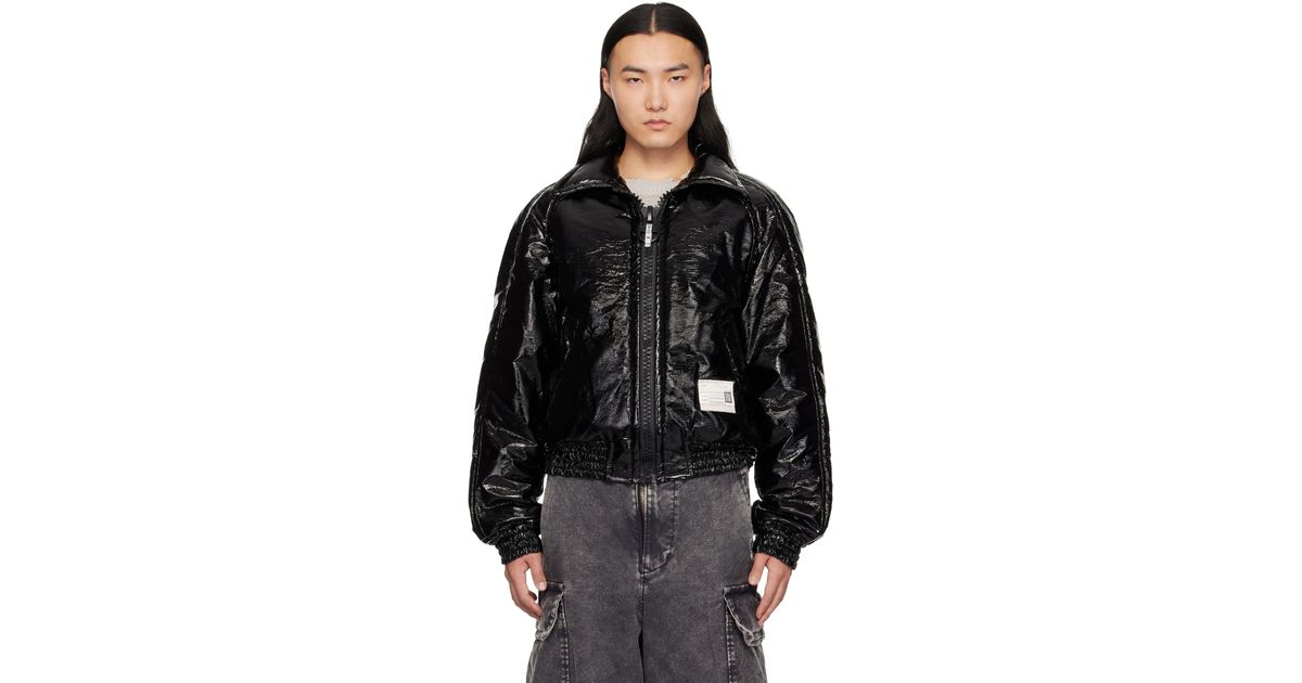 Maison Mihara Yasuhiro Fake Enamel Puffer Jacket in Black for Men | Lyst
