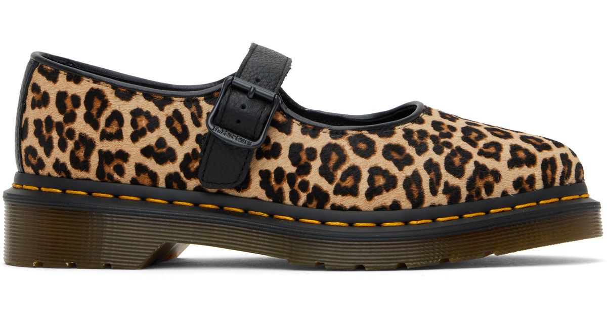 Dr. Martens Elphie Leopard Mary Jane Loafers in Black | Lyst