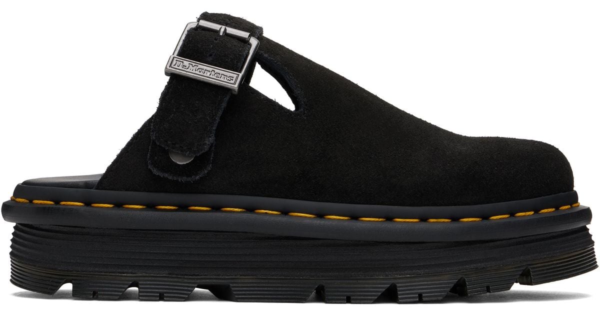 Dr. Martens Zebzag Suede Slingback Platform Mules in Black | Lyst