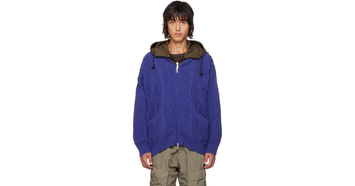 Robyn Lynch Oversized Cable-Knit Hoodie in Blue for Men | Lyst